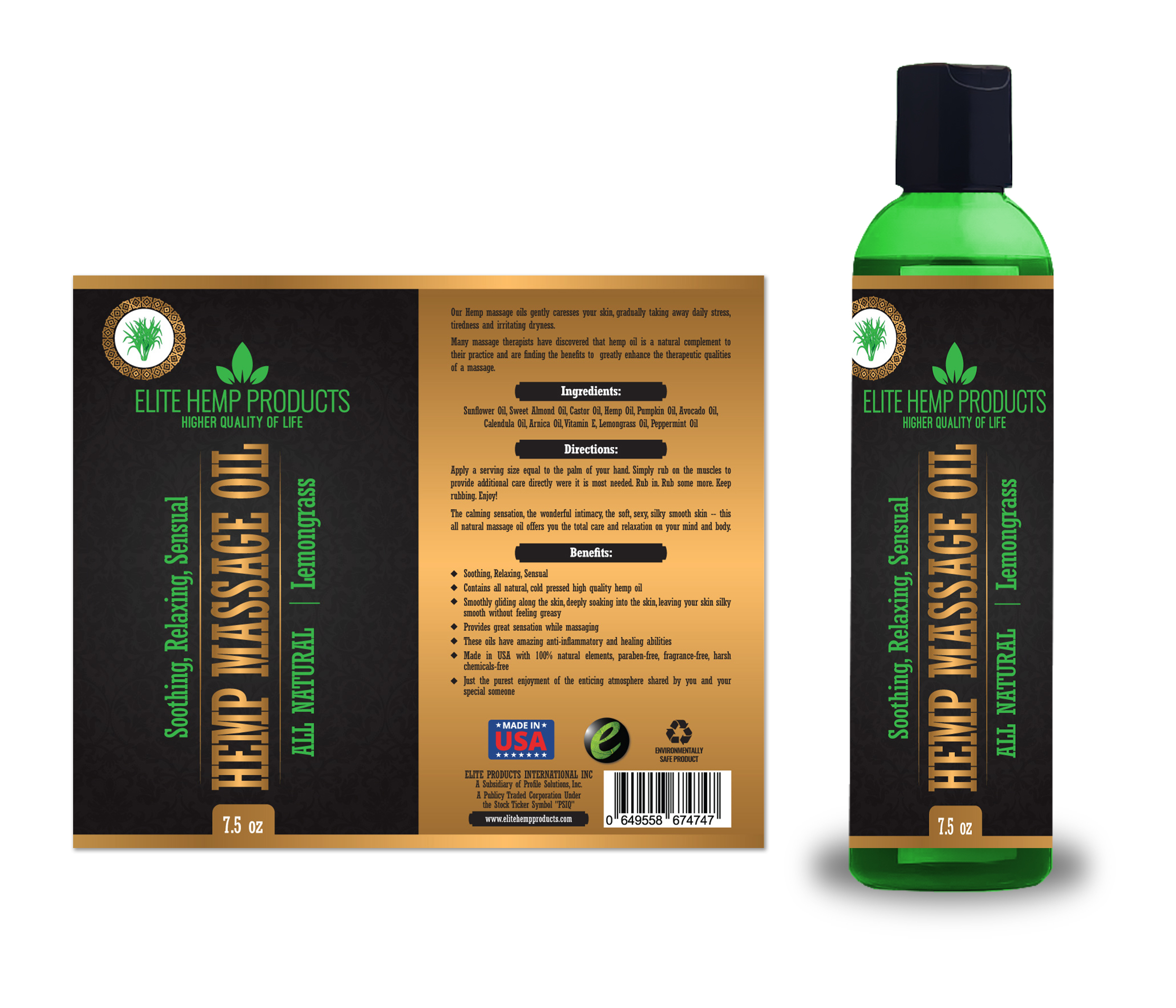 CBD Massage Oil - Lemongrass | Hemp777 Store